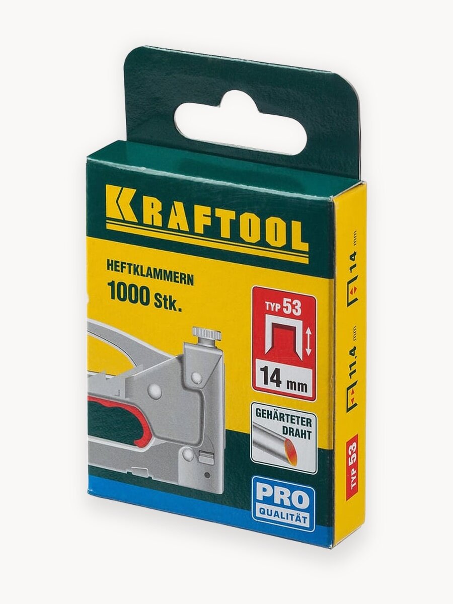 Скобы для степлера тонкие тип 53 KRAFTOOL 14 мм, 1000 шт {31670-14}