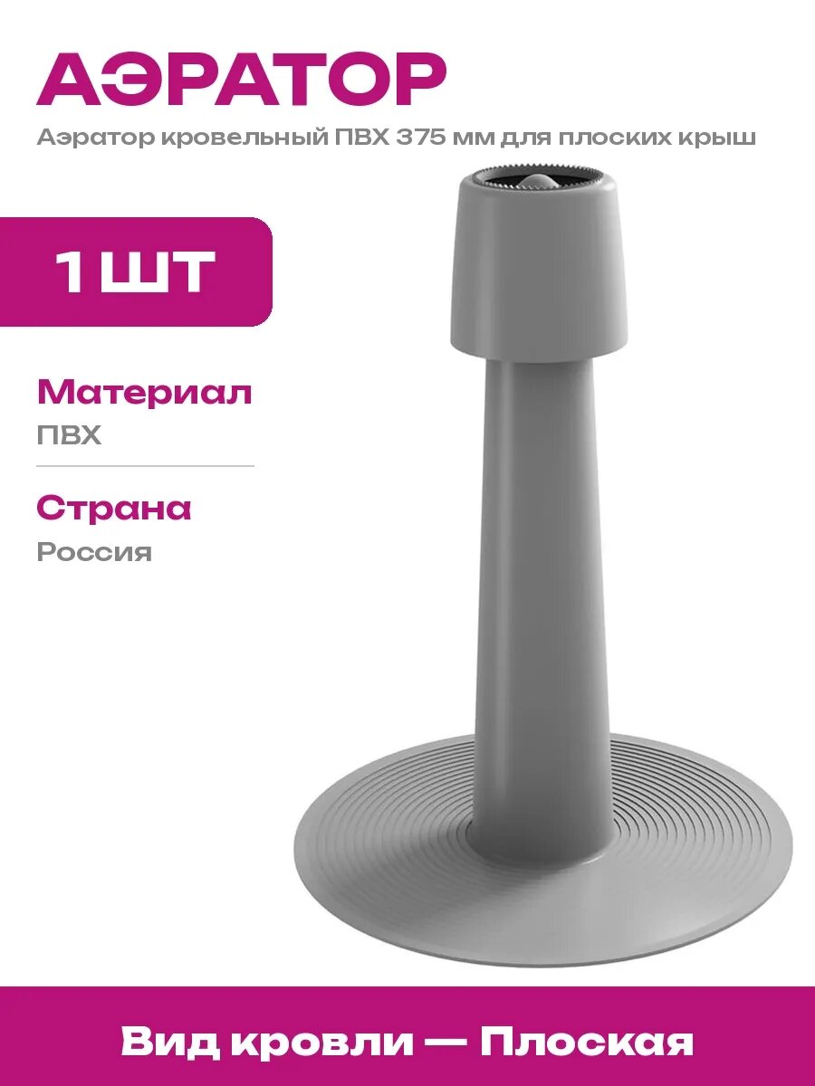 Аэратор кровельный Fachmann 01.171, ПВХ, 75х275 мм, цвет серый 1 шт