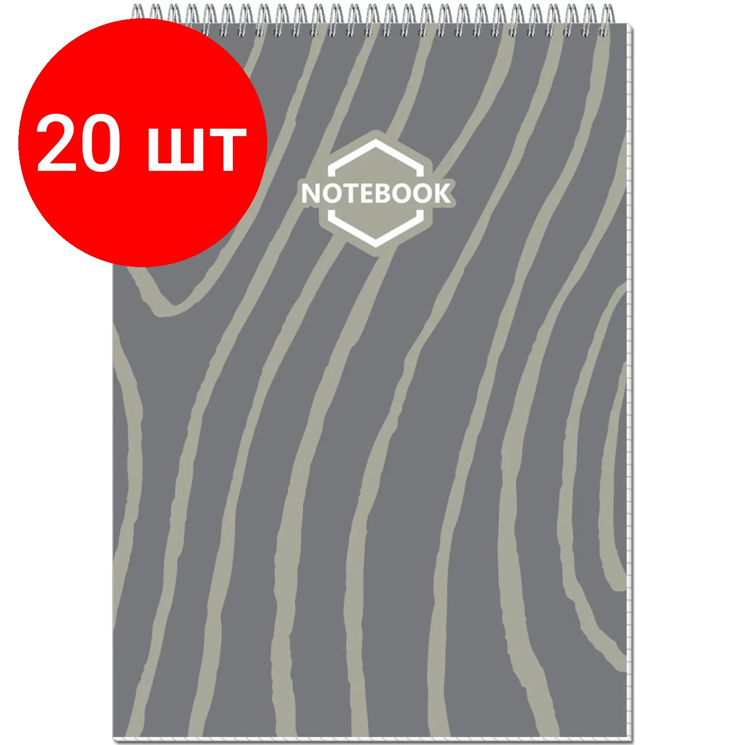 Комплект 20 штук, Блокнот А4.40л, клетка, метал. гребень, цв. обложка Стильный Офис 2932