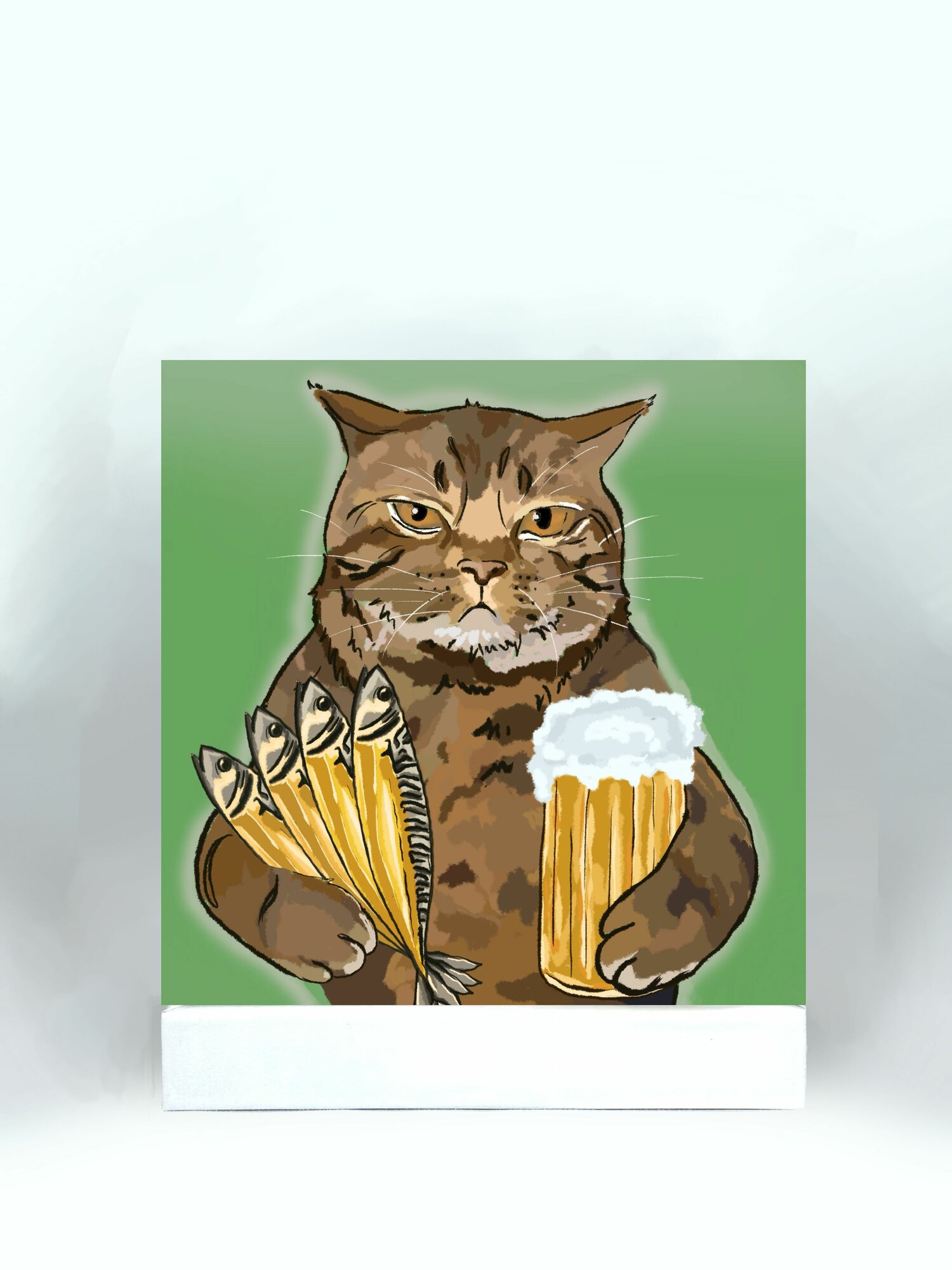Открытка Кот с пивом