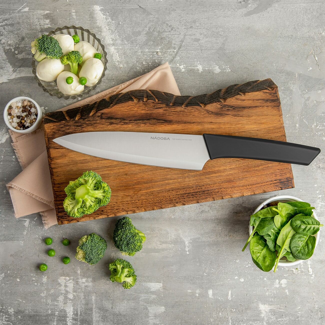 Нож кухонный NADOBA, серия NEDA, поварской, профессиональный, нержавеющая сталь, длина лезвия 19 см