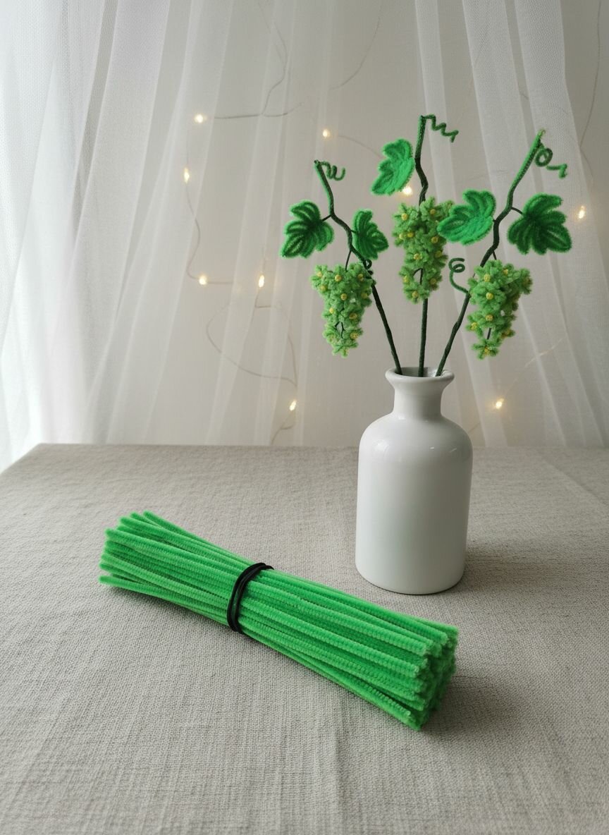 Синельная проволока для рукоделия, длина 30 см, толщина 0.6 см, 50 шт. Цвет светло зеленый