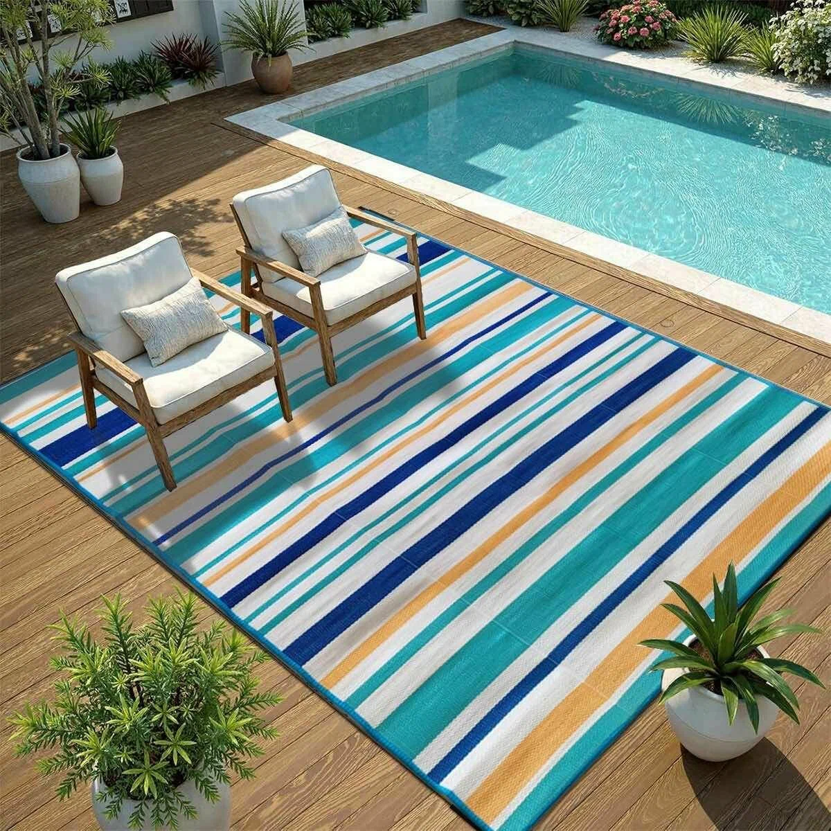 Водонепроницаемый уличный коврик, пластиковый соломенный коврик,152X244CM