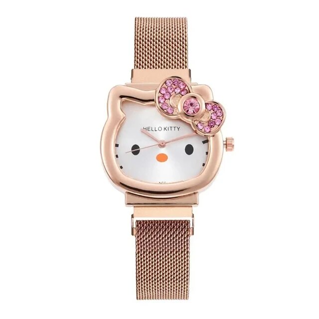 Милые часы Hello Kitty и Sanrio, магнитные кварцевые часы с мультяшными персонажами, в стиле Y2K, украшения и аксессуары для девочек, подарки для любимых.