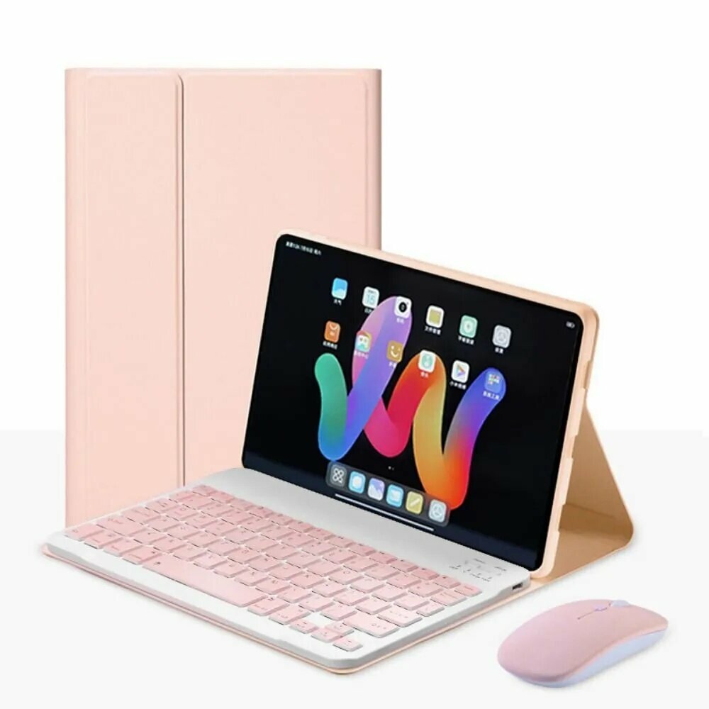 Подходит для Xiaomi Redmi Pad SE 11-дюймовый защитный чехол для планшета + съемная квадратная русская клавиатура Bluetooth + беспроводная мышь