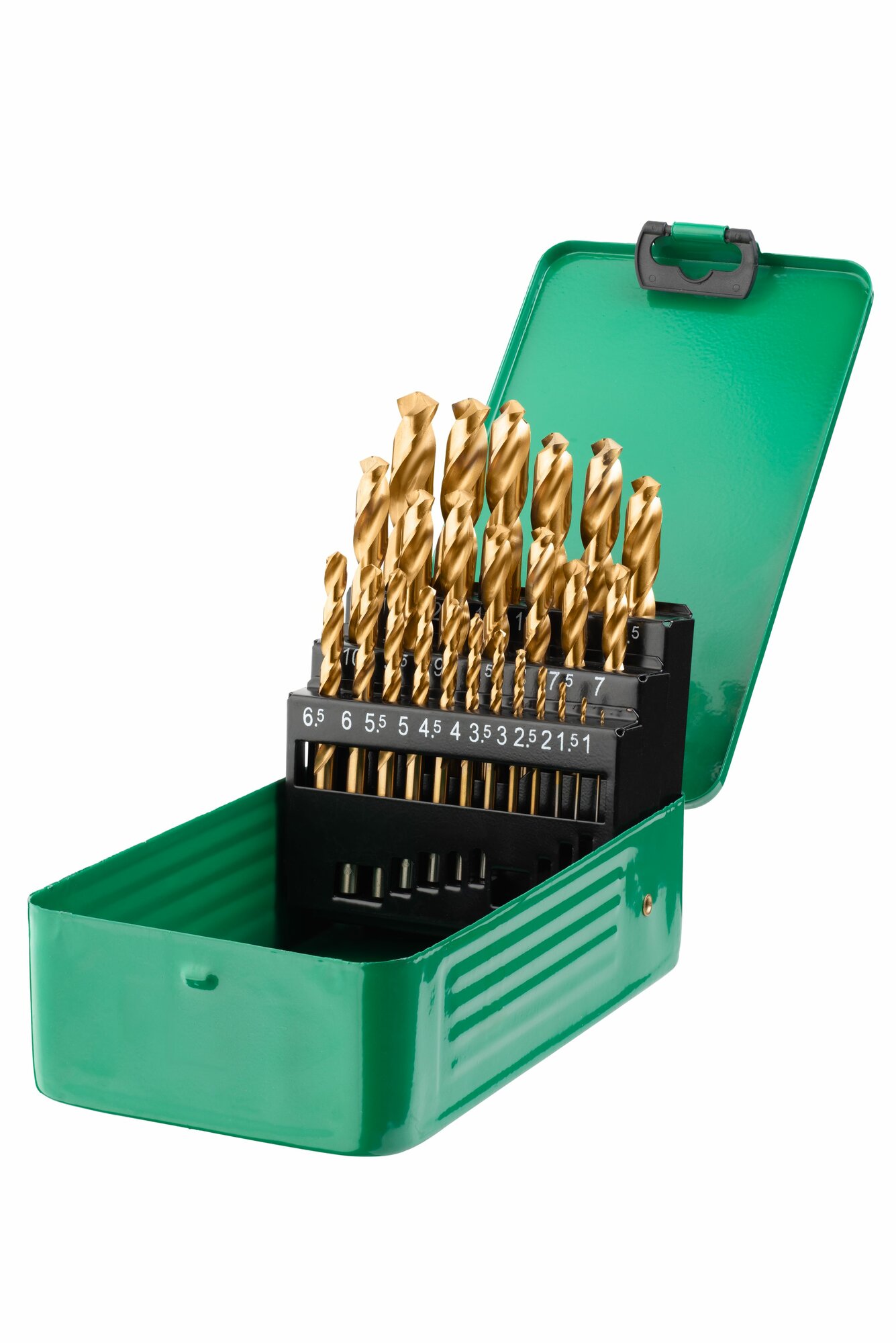 Сверла по металлу набор А1 титан 25 шт. Резолюкс в металлическом кейсе Р6М5 1-13х0,5 мм