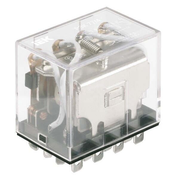 Реле промежуточное ~220VAC, 4переключ. 10А/ 230VAC, RRP10-4-10-220A, РЭК77/4(LY4) 10А 220В АC, без розетки