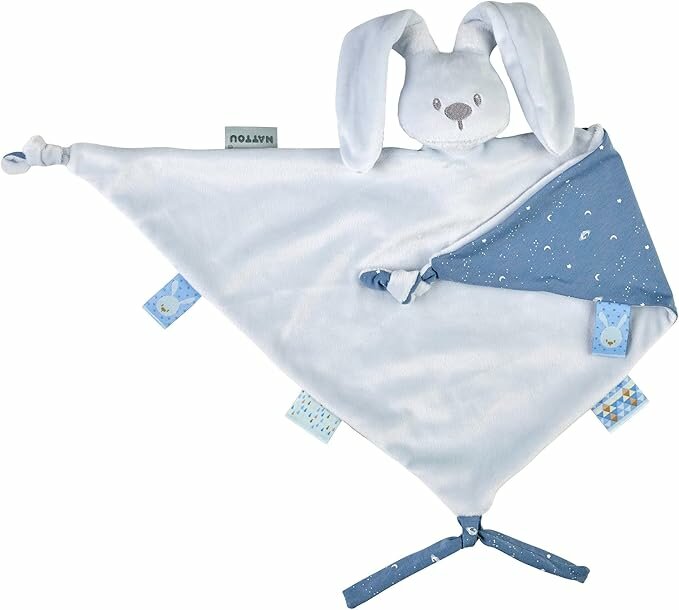 Мягкая игрушка Nattou - Кролик-комфортер синий, светится в темноте 65 см - 875806