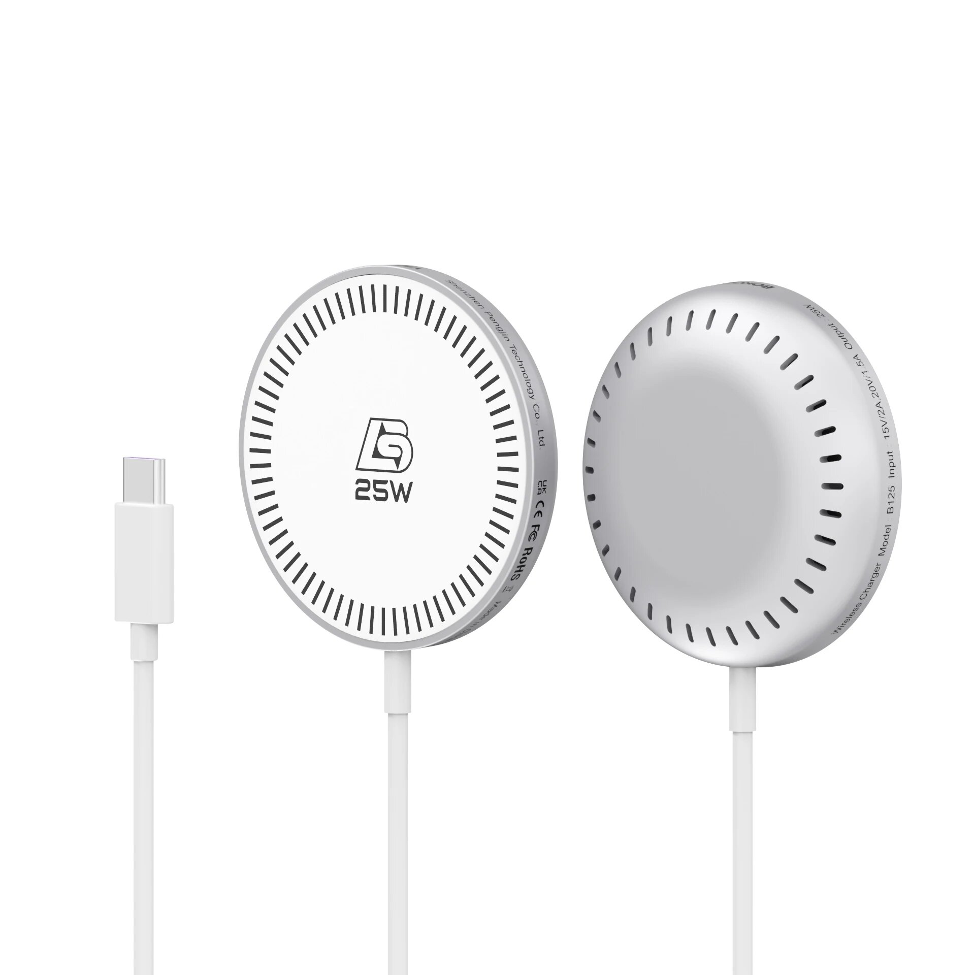 Беспроводная зарядка Bonola 25W, White/Silver