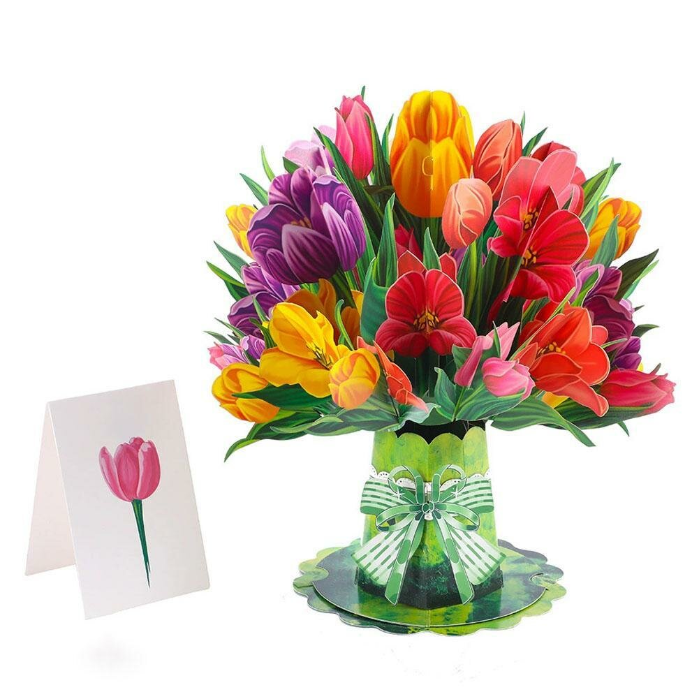 3D объемная открытка ручная резная с букетом для Дня матери и учителя