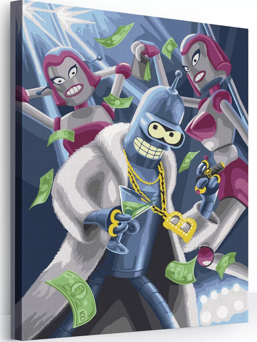 Картина по номерам на холсте с подрамником 40х50 см Бэндер Футурама