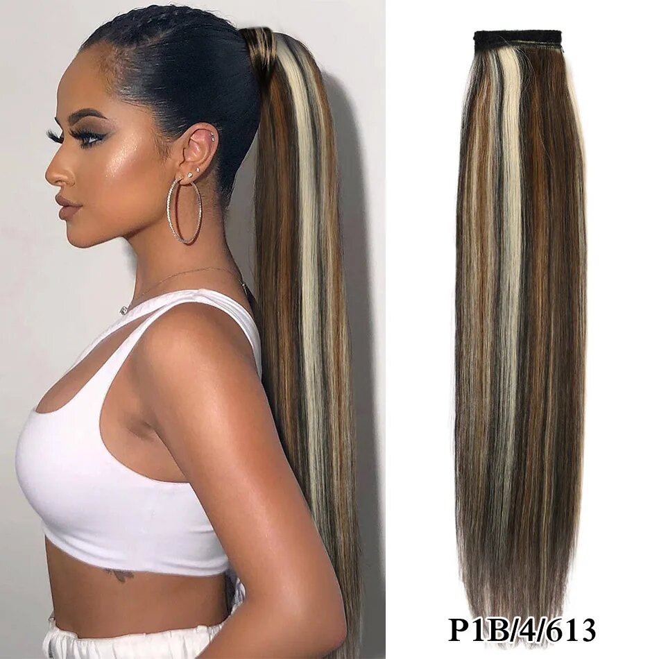 Натуральные волосы REAL BEAUTY конский хвост 30-75 см прямые 18inch 45cm 80g, P1B-4-613