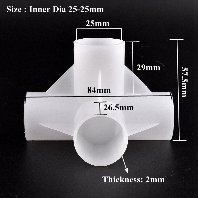 Соединитель труб 5-ходовой белый, Inner Dia 25mm, 2шт
