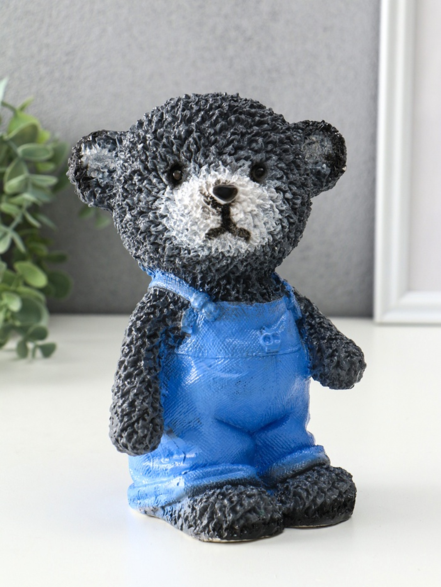 Копилка для денег «Мишка в джинсах», гипс, серый, 19.5×13×11 см