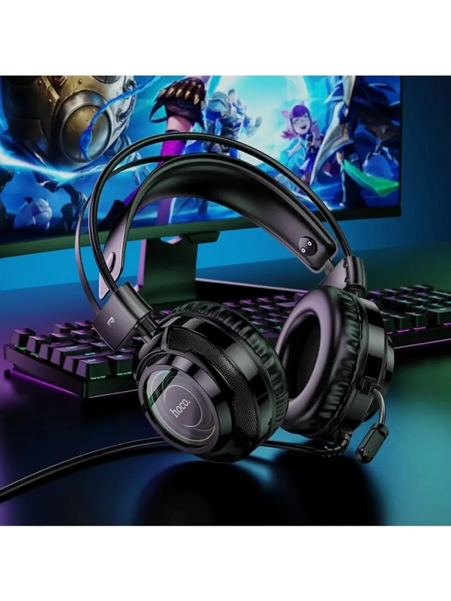 Игровые проводные наушники с микрофоном и RGB