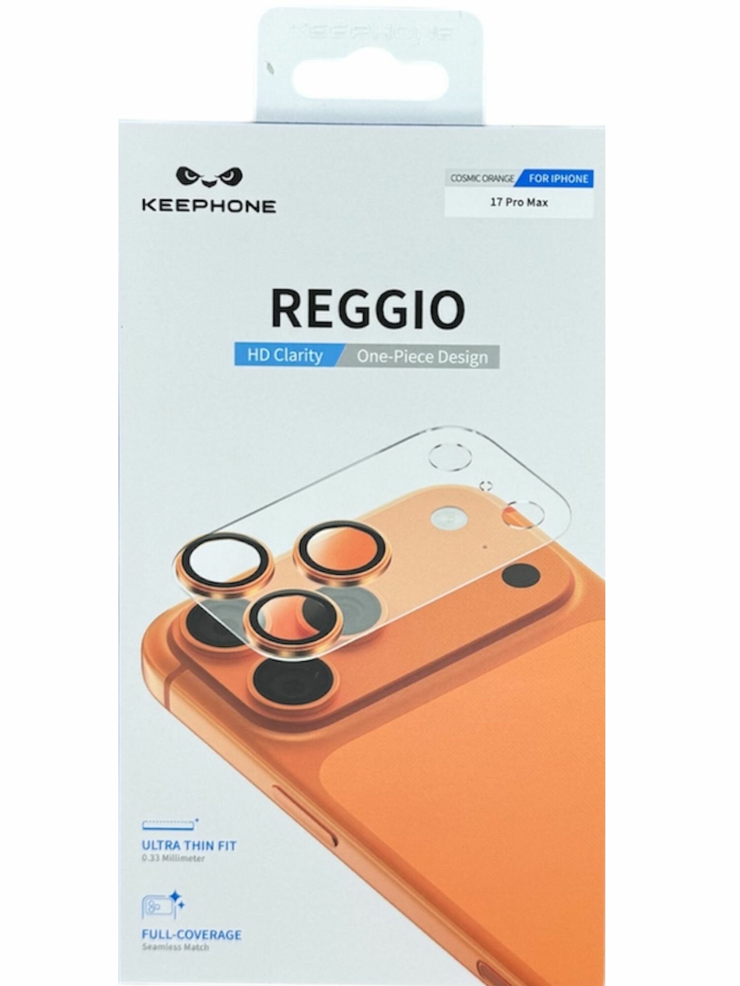 Защитные Линзы KEEPHONE REGGIO на всю камеру для телефона iPhone 17 Pro Max, PREMIUM camera lens, цвет Cosmic Orange (оранжевые / прозрачные)