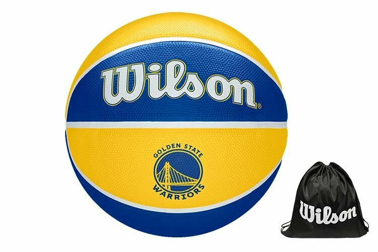 Баскетбольный мяч унисекс Wilson NBA Golden State Warriors, желтый синий мультиколор, Size 7