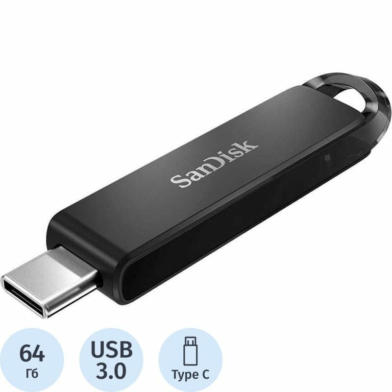 Флеш-память 64GB SanDisk CZ460 Ultra Type-C, USB Type-C, Black