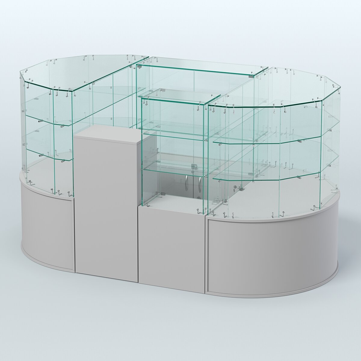 Круглый стеклянный островок-павильон серии кольцо с радиусными углами №1, Серый