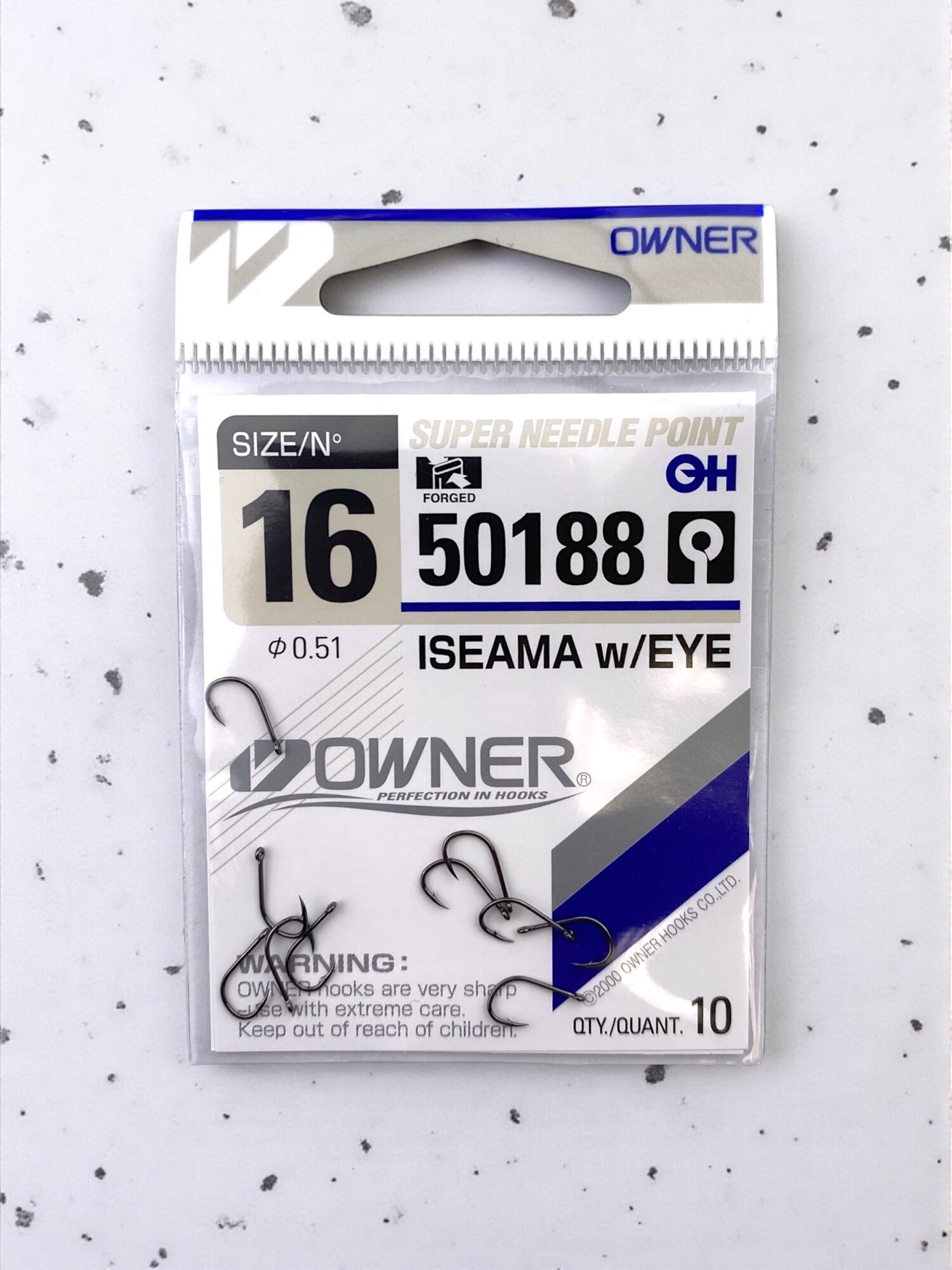 Крючок рыболовный Owner Iseama w/eye 50188 №16 0,51 мм, набор 10 шт.