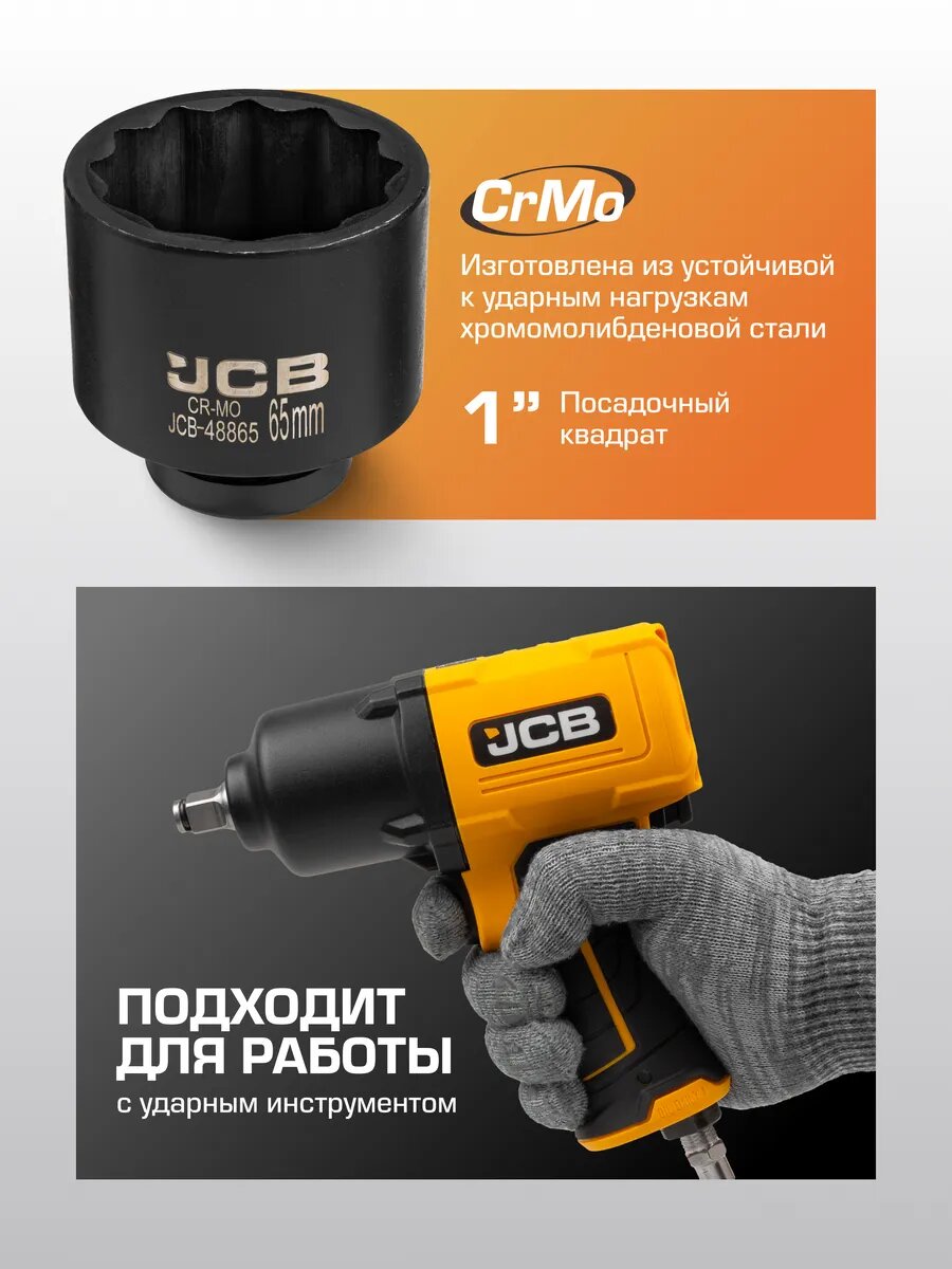 Головка ударная 12-гранная 65 мм, 1"