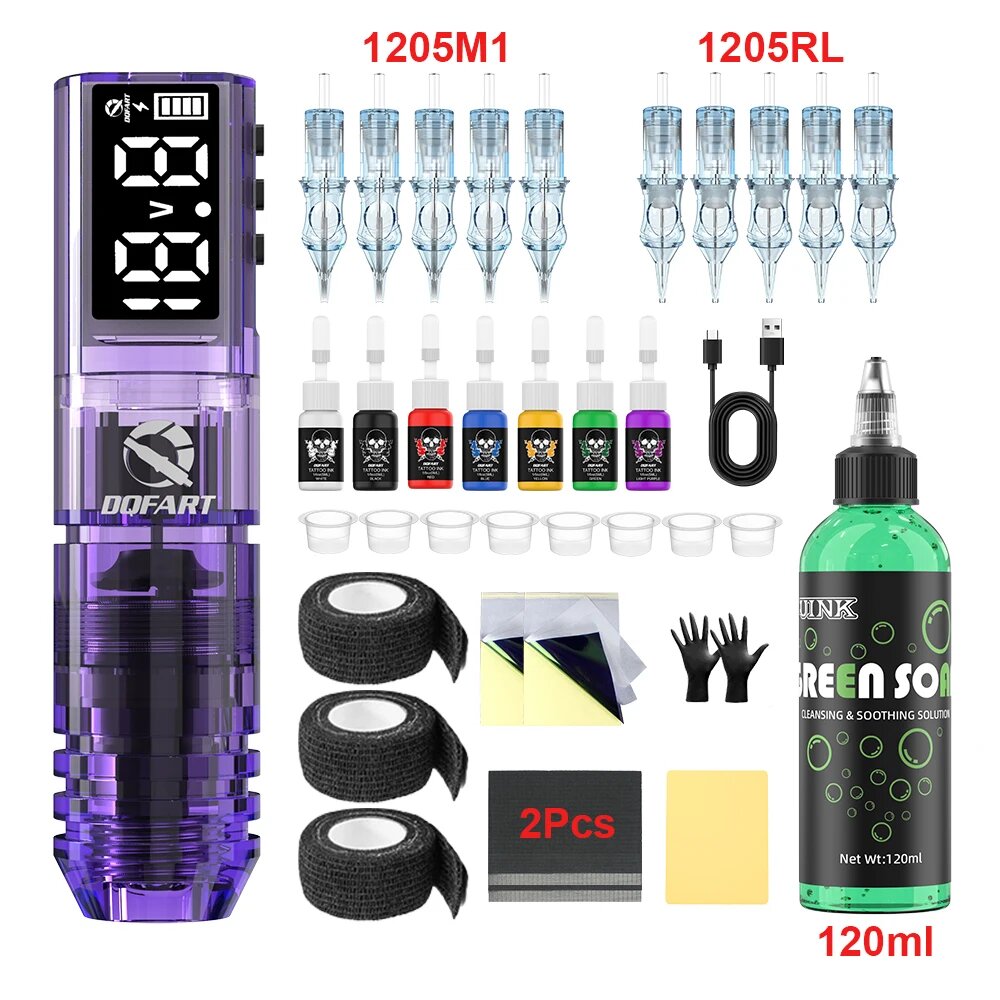 Беспроводная тату-машинка DQFART P1 Purple Set