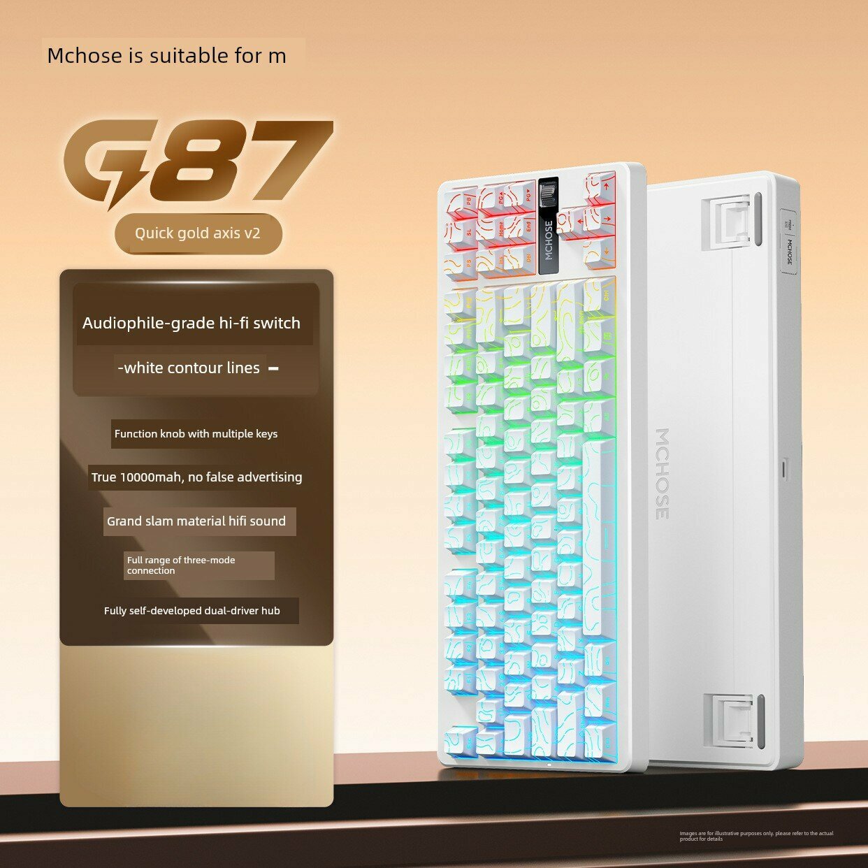 Механическая клавиатура MCHOSE G87 с настраиваемой структурой Gasket, три режима подключения, для игр и офиса Быстрый