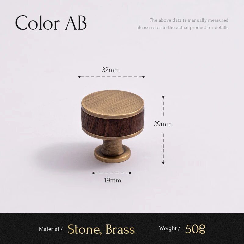 Ручка для шкафа SANTAYA, латунь, дерево, AB-32mm-Walnut