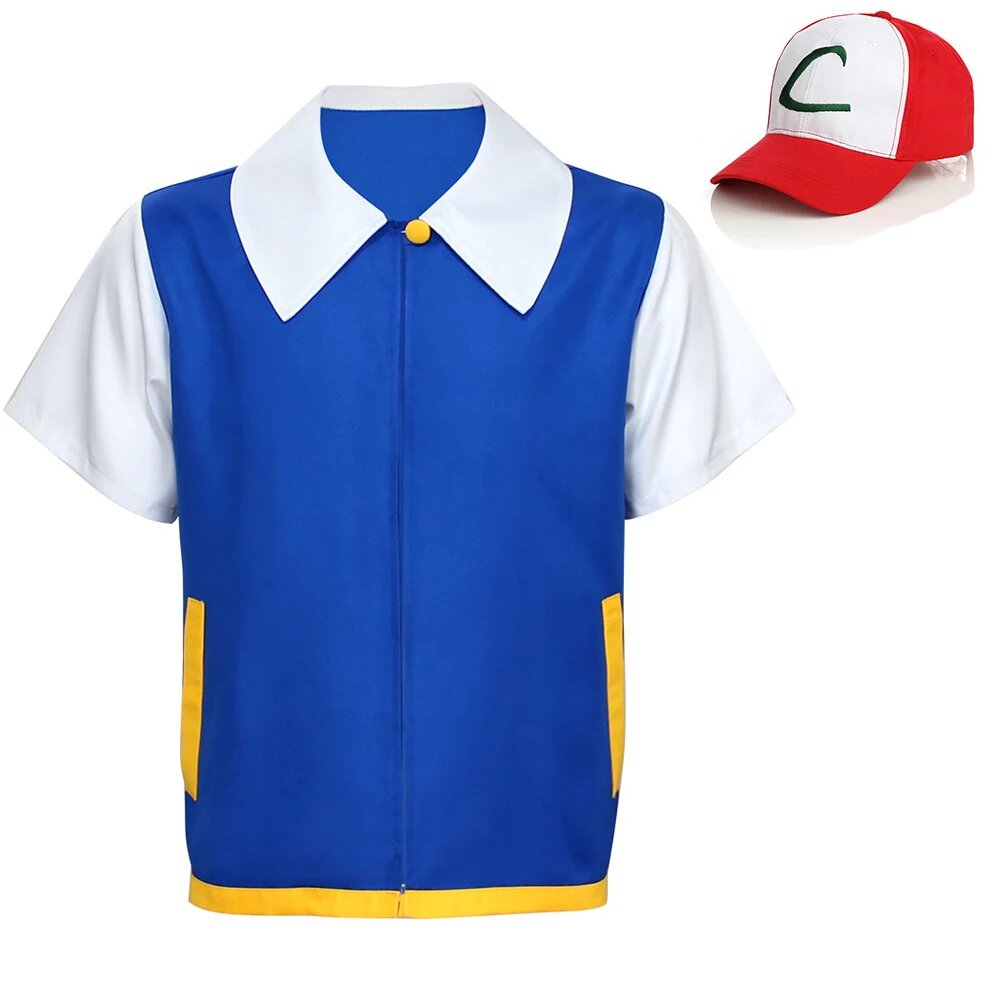 Косплей костюм Эш Кетчум синий S, tops hat