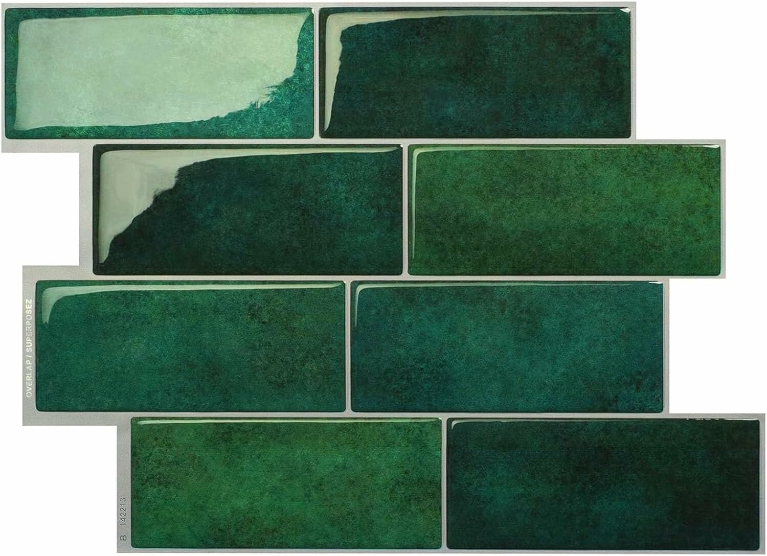 10 листов Самоклеющиеся 3D Плитки 29x21 см, Зеленые для Кухни и Ванной