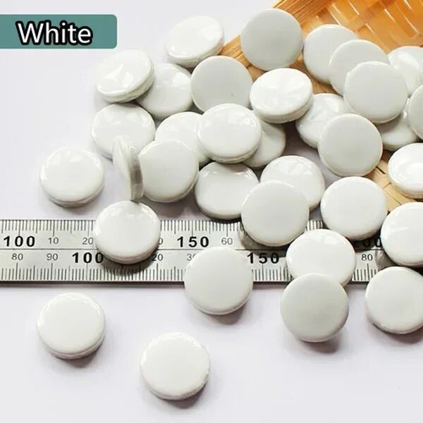 Мозаичные плитки из керамики Белый, Round White