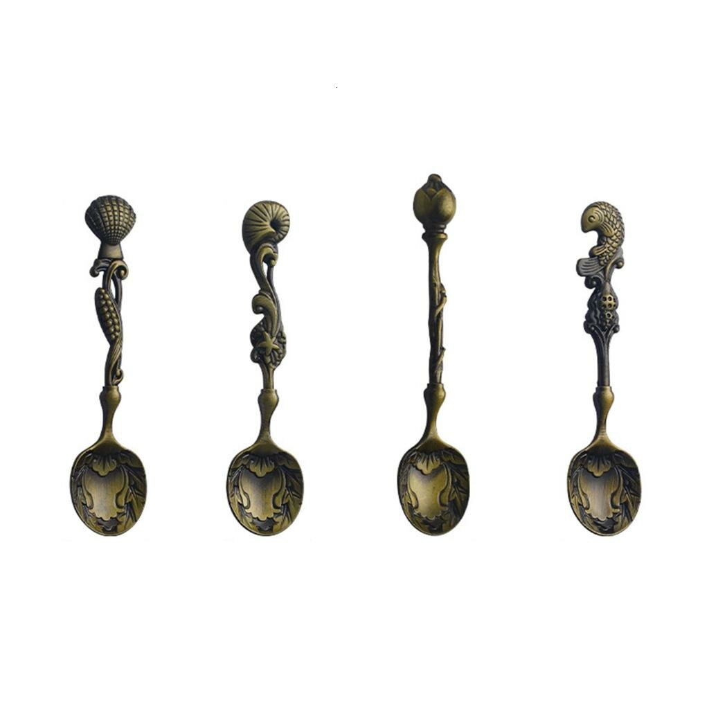 Чайные ложки в морской тематике, 4 шт, Бронза