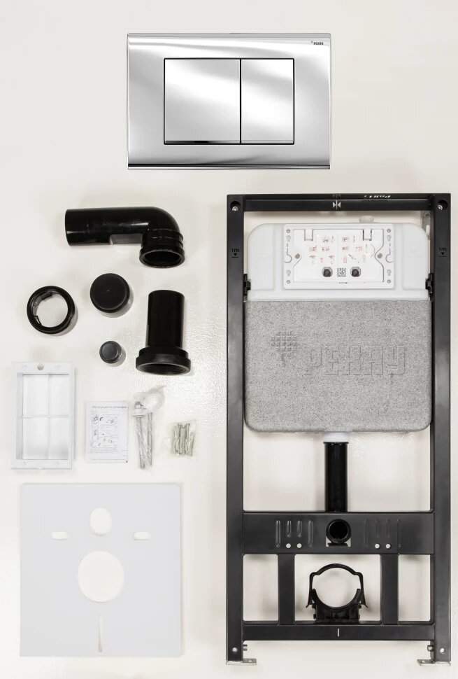 Инсталляция для унитаза Рехау Nova Quad 001 19101031001 с кнопкой смыва, хром