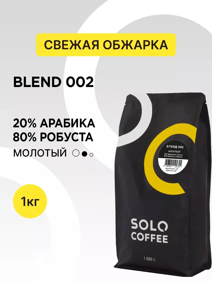 Кофе молотый Бленд 002, 1 кг, свежая обжарка