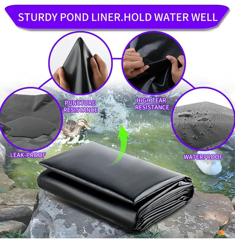 Еомембрана HDPE 0.5 мм для пруда, гидроизоляция, 4 размера, прочная, морозостойкая