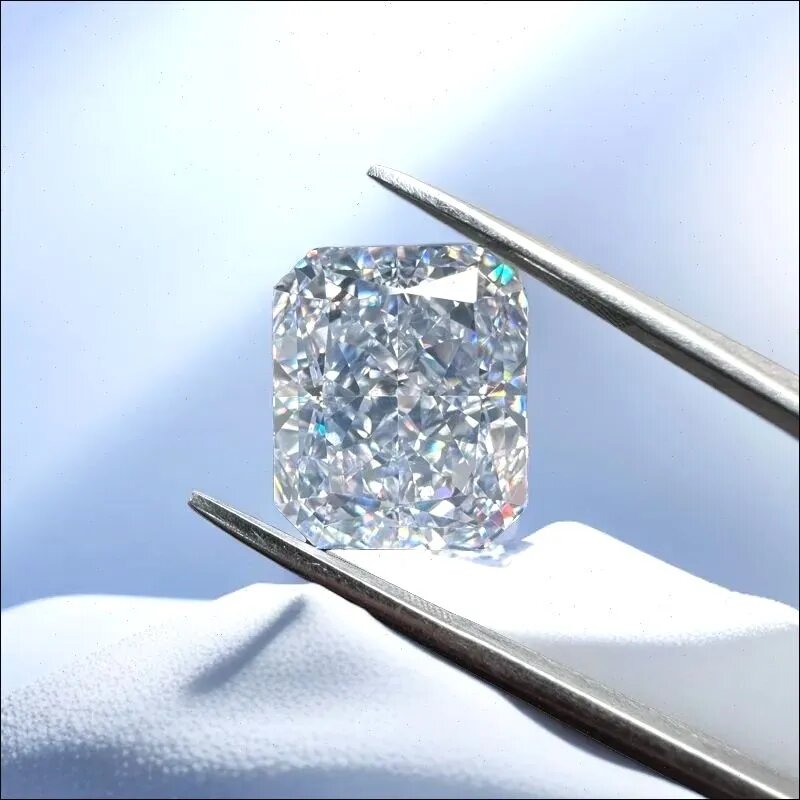 Циркон белый прямоугольный ледяной цветок огранка 8х10 мм для ювелирных изделий