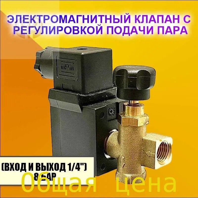 Электромагнитный клапан с регулировкой подачи пара для утюга (Вход и выход 1/4")