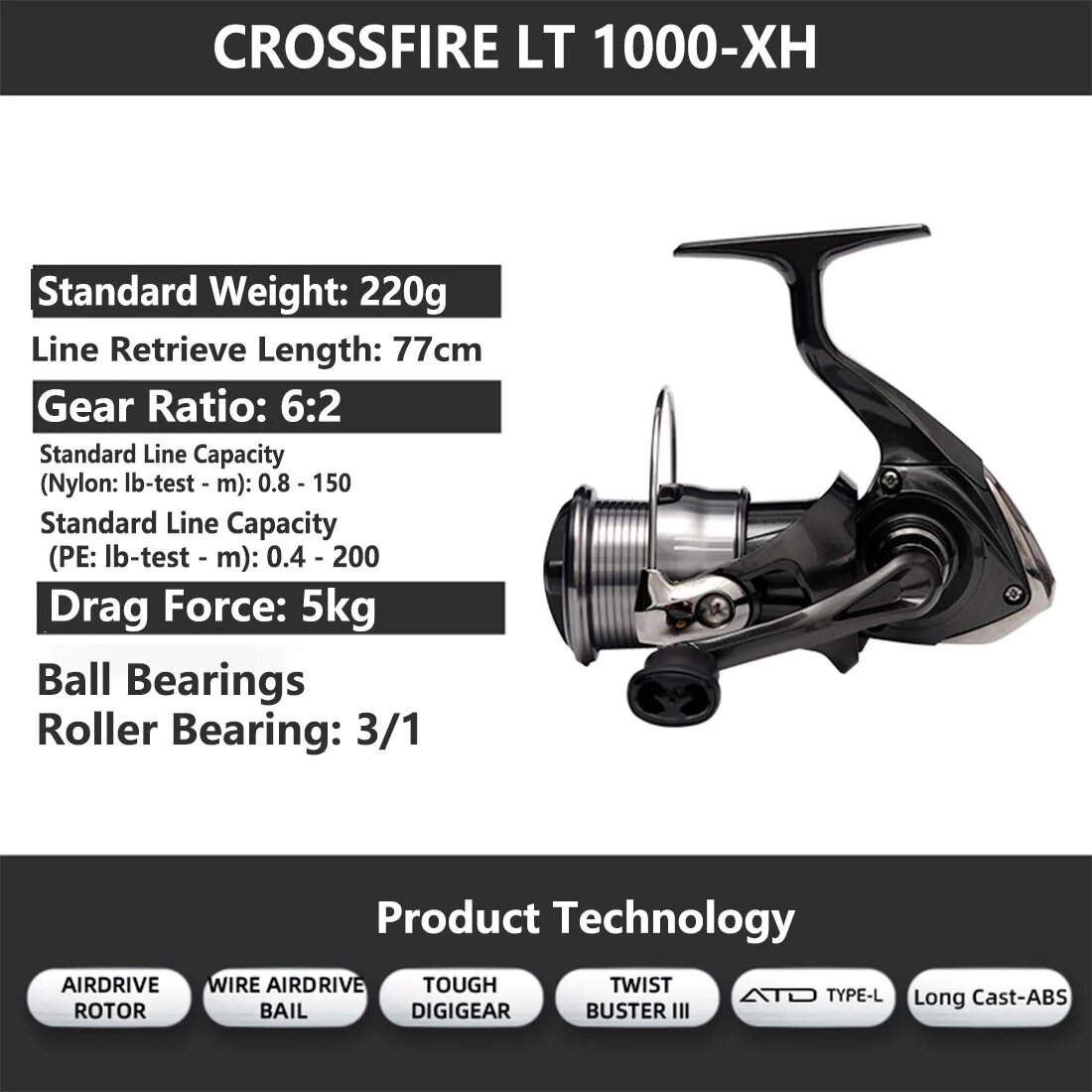Daiwa Crossfire 26 безынерционная катушка LT1000XH
