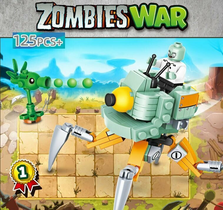 Конструктор Растения против Зомби / Plants vs Zombies совместим с конструкторами лего (125 деталей, пакет) 7234 A конструктор лего совместимый растения против зомби строительные кубики тематический на
