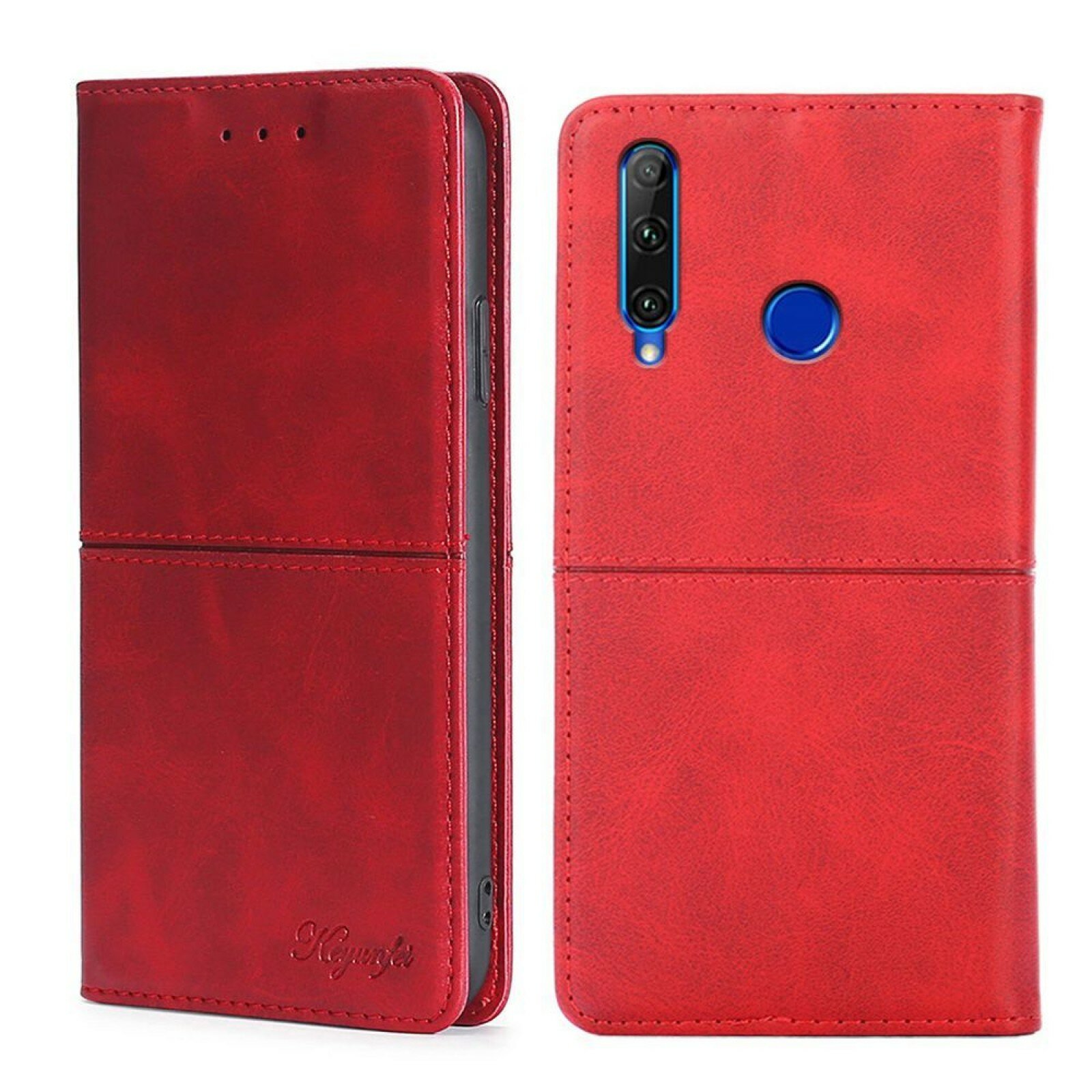 Чехол-книжка MyPads из натуральной воловьей кожи красного цвета для Honor 10i, Honor 20 Lite 2019, Honor 20e, Huawei P Smart Plus 2019