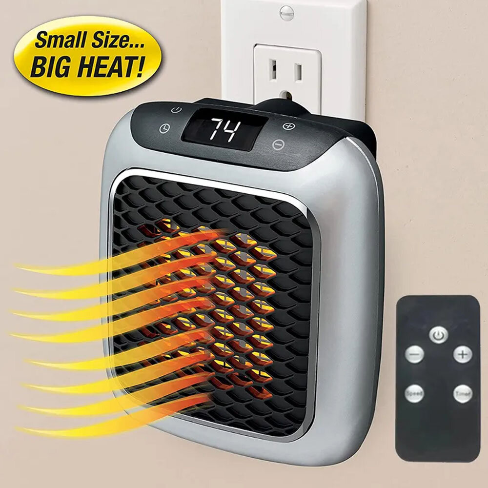 Настенный Обогреватель: 800 Вт Керамический Элемент, Регулируемый Термостат Для Компактного Отопления - Тихий И Безопасный Для Спальни И Офиса С Программируемым 12-Часовым Таймером