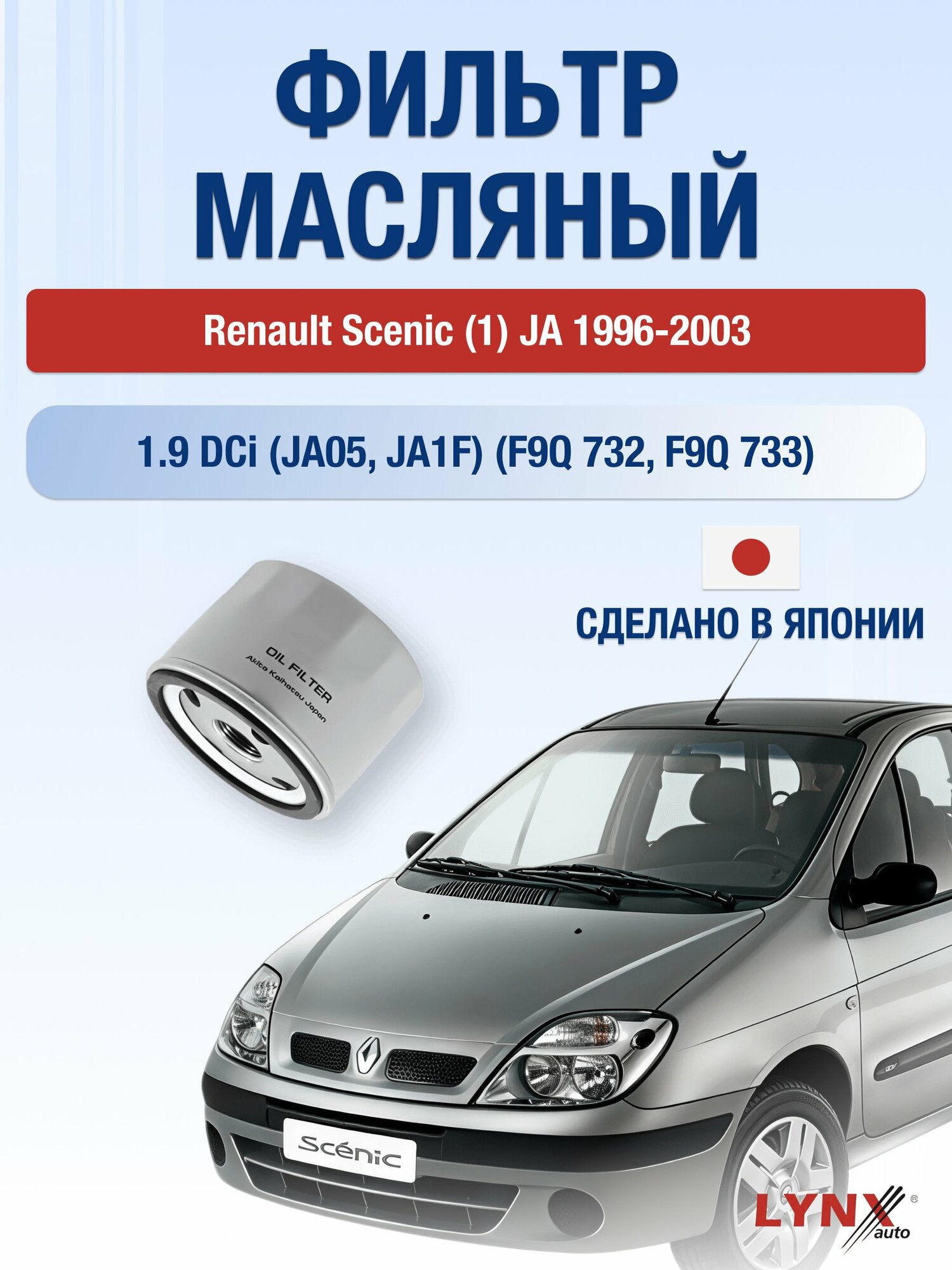 Масляный фильтр на Renault Scenic (1) JA / 1996-2003г./ Двигатель 1.9 (F9Q 732) (LС-1401). Рено Сценик / LYNXauto