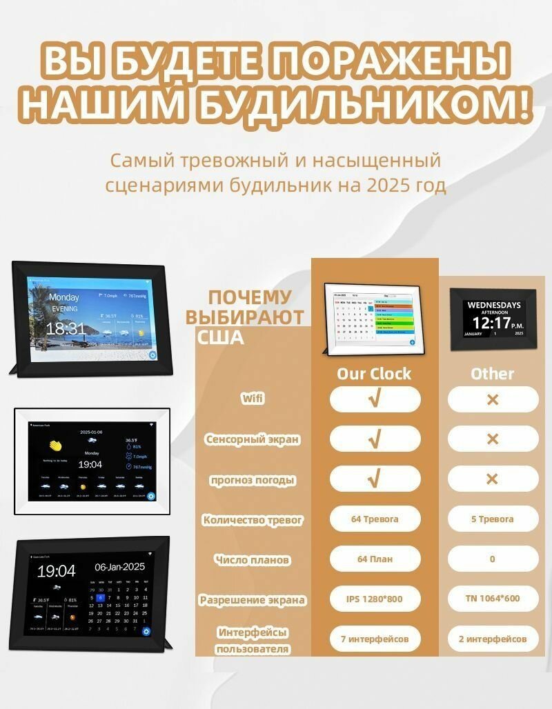 Планшет с сенсорным экраном 10,1 дюйма и русской клавиатурой для удобного планирования дня, подходит пожилым пользователям
