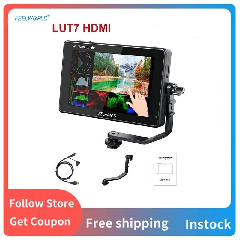 FEELWORLD LUT7 7 дюймовый сенсорный экран 2200nit 4K HDMI камера полевой монитор с 3D Lut волновой формы автоматический датчик света 1920x1200