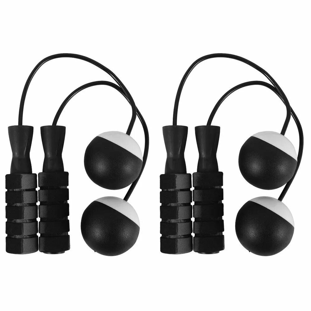 Комплект из 2 черных скакалок без шнура с весовыми шарами из пп и пены для занятий спортом