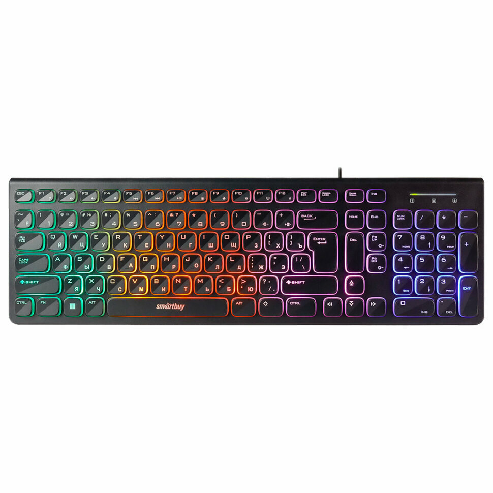 Клавиатура проводная с подсветкой SMARTBUY ONE 250, USB, 104 клавиши, черная, SBK-250U-K, 514187