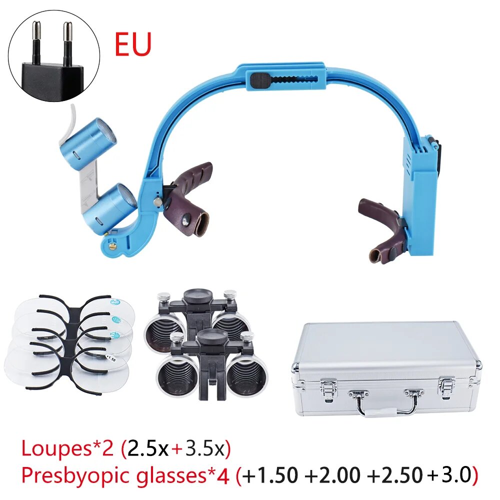 DEASIN Бинокулярные стоматологические лупы с подсветкой 2.5/3.5x blue EU
