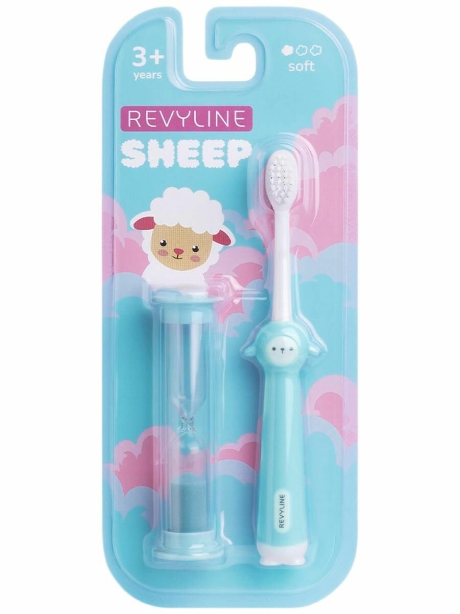 Зубная щетка детская Revyline Sheep 3+ с песочными часами, голубая