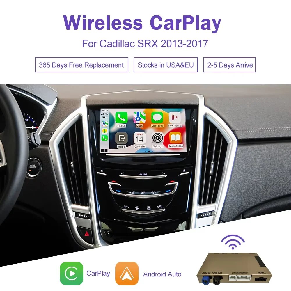 Беспроводной Carplay для Cadillac SRX 2013-2017 8-дюймовый ЖК-экран, поддержка Android Auto Mirror Link AirPlay Bluetooth Камера вид USB