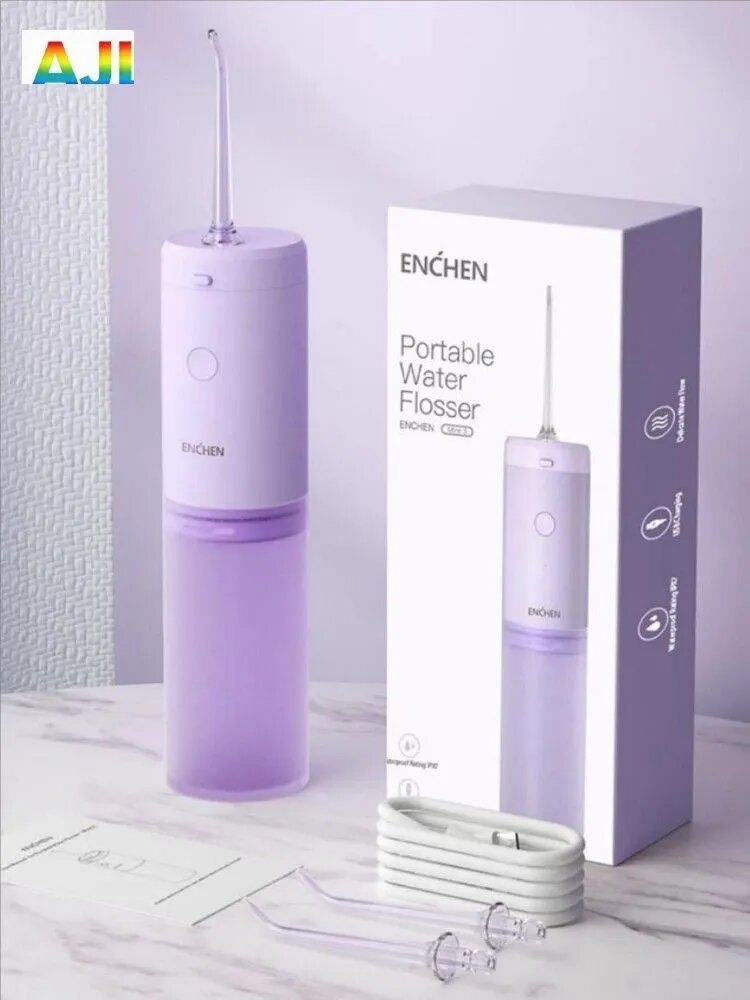 ENCHEN Water Flosser Беспроводной портативный ирригатор для полости рта с 3 режимами и 3 сменными насадками, для путешествий и дома. — фото 1